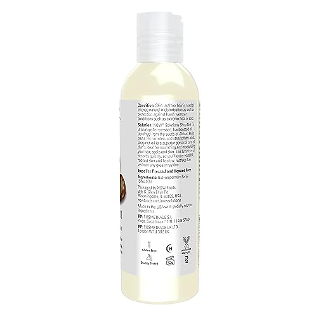 NOW Foods Solutions, Shea Nut Oil, Multi-Purpose Intense Moisturizing Oil for Skin, Scalp and Hair, 4-Ounce