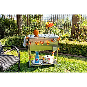 Permasteel 80-Qt Outdoor Patio Cooler with Wheels and Handles, Stainless Steel