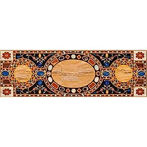 Pietra Dura Black Marble Inlay Rectangular 48" x 30" Inch Coffee Table Top, Stone Inlaid Top for Wall Decor, Breakfast Table Top, Living Room Furniture, Piece Of Conversation, Family HeirLoom