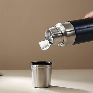 Murmioo travel vacuum flask，stainless steel insulated bottle, built-in cap cup, cold for 24 hours, heat for 12 hours, BPA Free leak proof, sweat free 17oz/500ml Gray