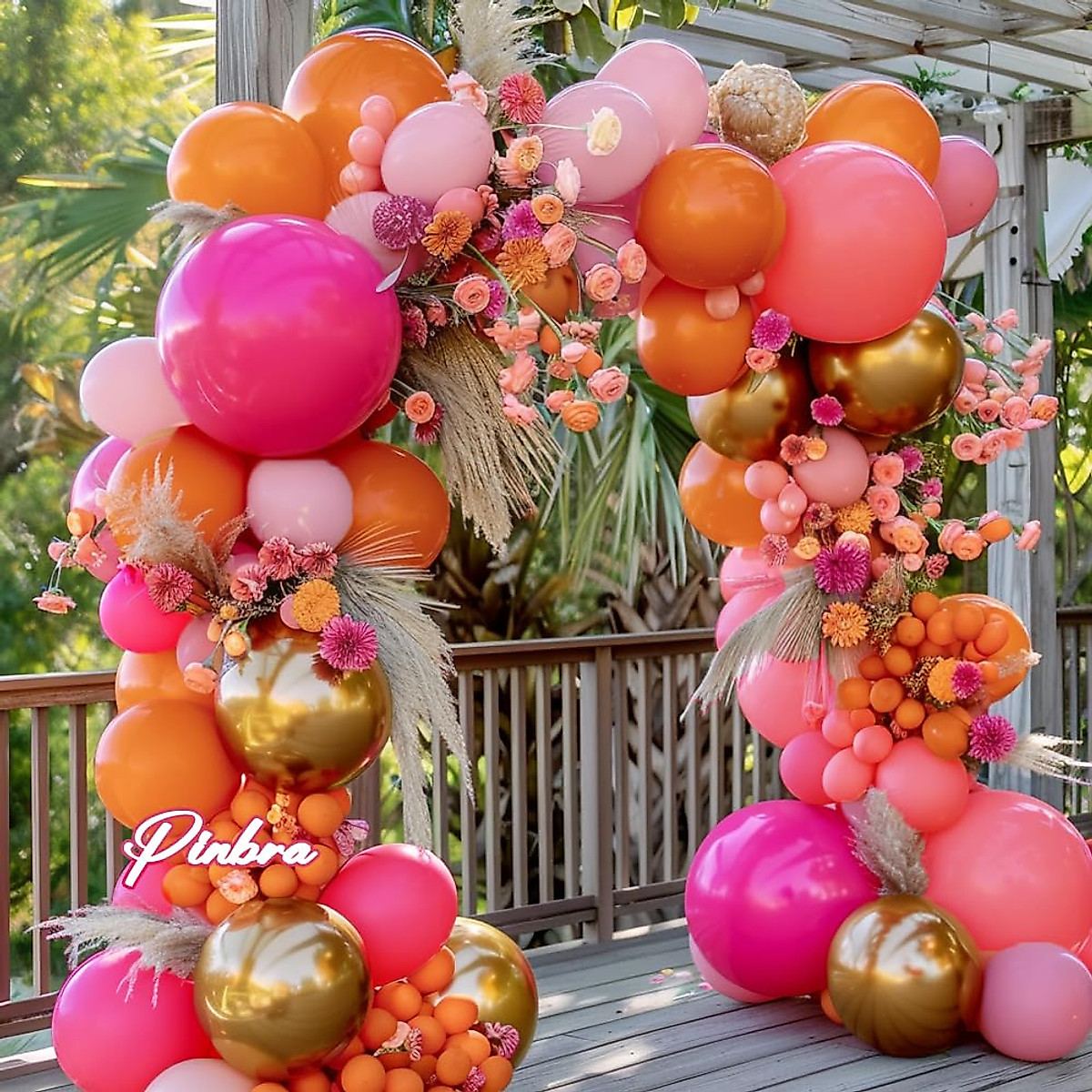 Pink Orange Balloon Garland Hot Pink Orange Gold Metallic Pastel Pink Balloon Arch Kit Latex Party Balloons For Baby Shower Birthday Wedding Rainbow Encanto Party Decorations