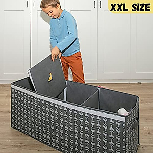 Joyrasic 2 Pack Large Toy Box Chest with Lid, Collapsible Sturdy Toy Storage Organizer Boxes Bins Baskets for Nursery Room, Playroom, Bedroom, Closet (Arrow)