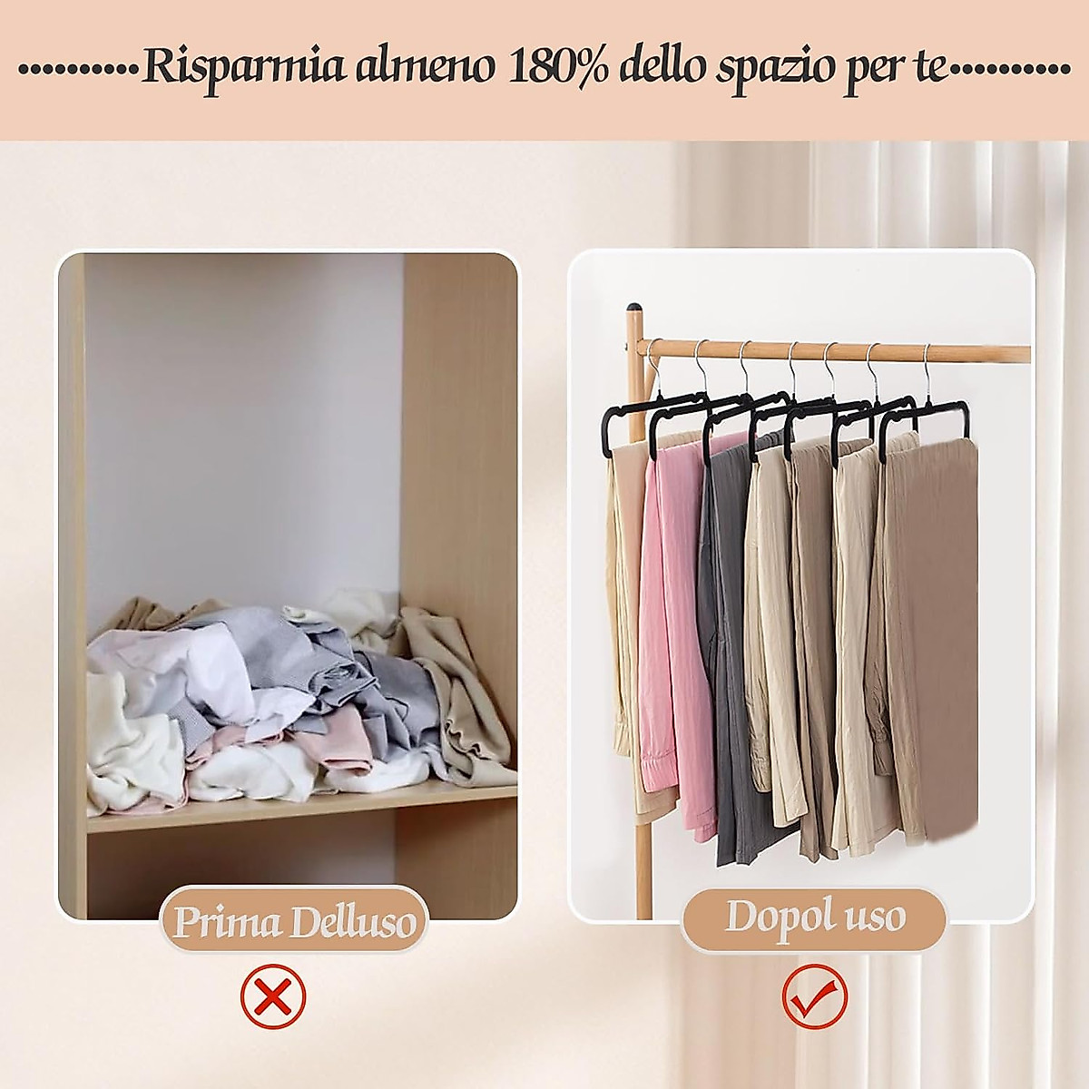 Velvet Pants Hangers with Non Slip Bar, 20 Pack Felt Slack/Trouser Hangers for Closet, Slim & Sleek Space Saving Closet Hangers, 360° Swivel Hook, Tank Top Hangers for Bra, Shorts, Jeans, Towel, Black