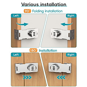 I-EASYDWW Cabinet Password Hasp Lock, Cabinet Keyless Lock with Screws, Cabinet Combination Lock for Small Door, Cabinets, Barn Door, Bathroom, Outdoor, Garage, Garden, Silver, 2 Pack