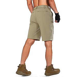 Shallowlulu Mens Cargo Hiking Shorts Water Resistant Quick Dry Lightweight Breathable Tactical Shorts with Nylon Belt(Mud 34W/10L)