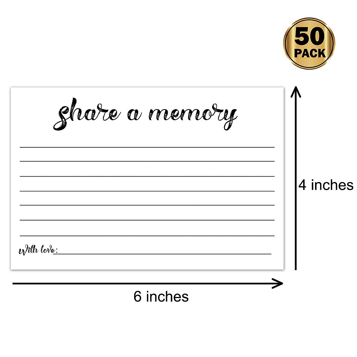 50 Share a Memory Cards, Going Away Party Decorations Funeral Guest Book for Celebration of Life Birthday Anniversary Memorial Funeral Graduation Bridal Shower Retirement, 4x6 Inch