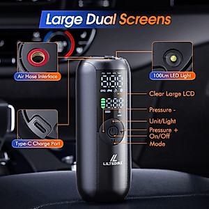 Electric Bike Tire Pump with Gauge, Tire Inflator Portable Air Compressor, Air Pump for Car Tires, Air Compressor for Car, Motorcycle, Bicycle, Ball