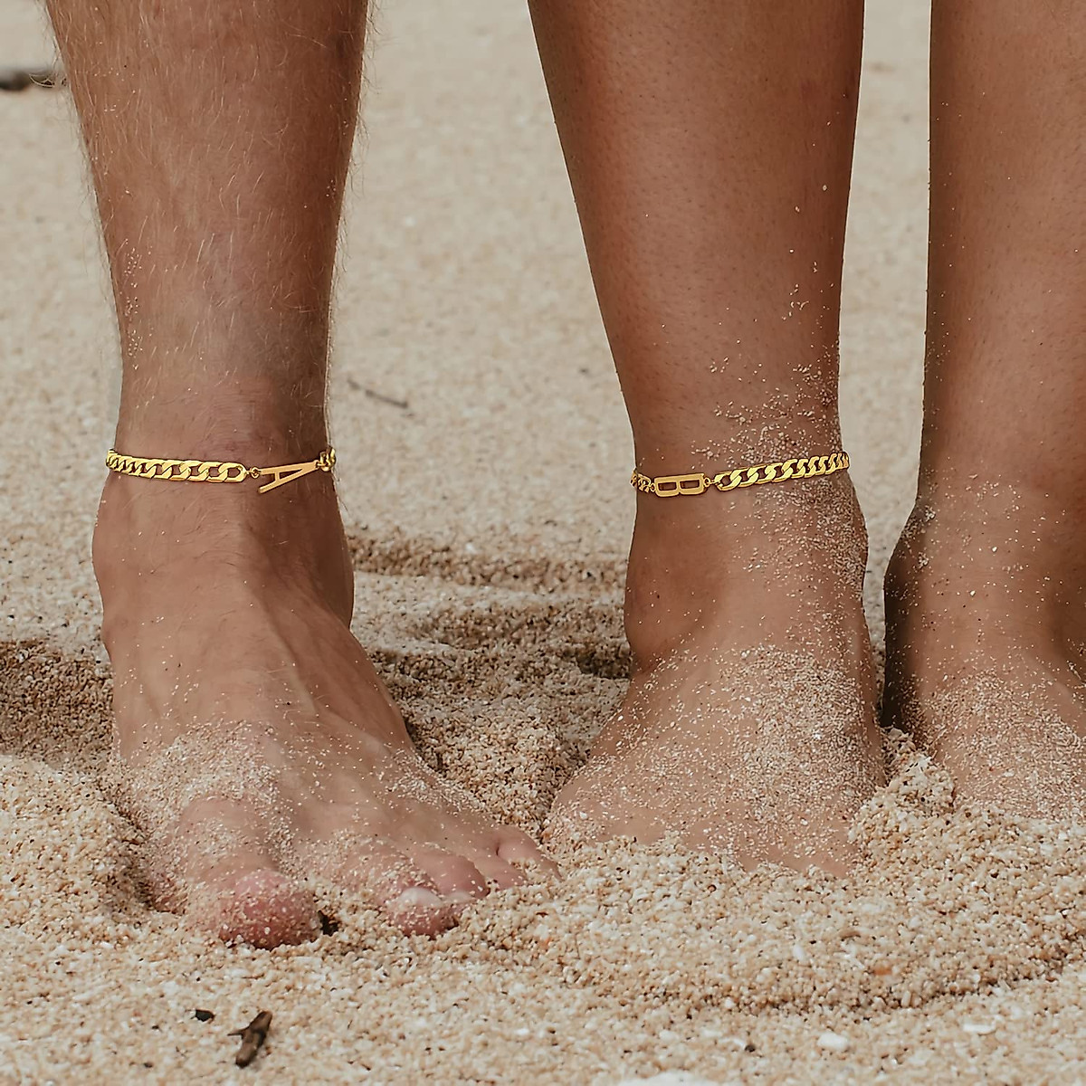 MRSXIA Anklet for Women Gold Initial Sideways Letter C 5MM Cuban Link Curb Foot Chain 18K Gold Filled Dainty Simple Personalized Alphabet Summer Beach Jewelry Birthday Gift