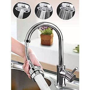 360 Degree Flexible Faucet Sprayer,3 Modes Universal Faucet Extender Sink Sprayer Attachment with Hose Set of 1 Splash Filter Faucet Water-saving Faucet Sprayer Head for Kitchen and Bathroom