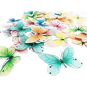 Set of 30 Edible Butterfly Cupcake Toppers Wedding Cake Birthday Party Food Decoration Mixed Size & Colou