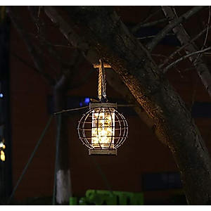 JHY DESIGN Metal Cage LED Lantern Battery Powered,7.3" Tall Cordless Accent Light with 20pcs Fairy Lights.Great for Weddings, Parties, Patio, Events for Indoors/Outdoors.