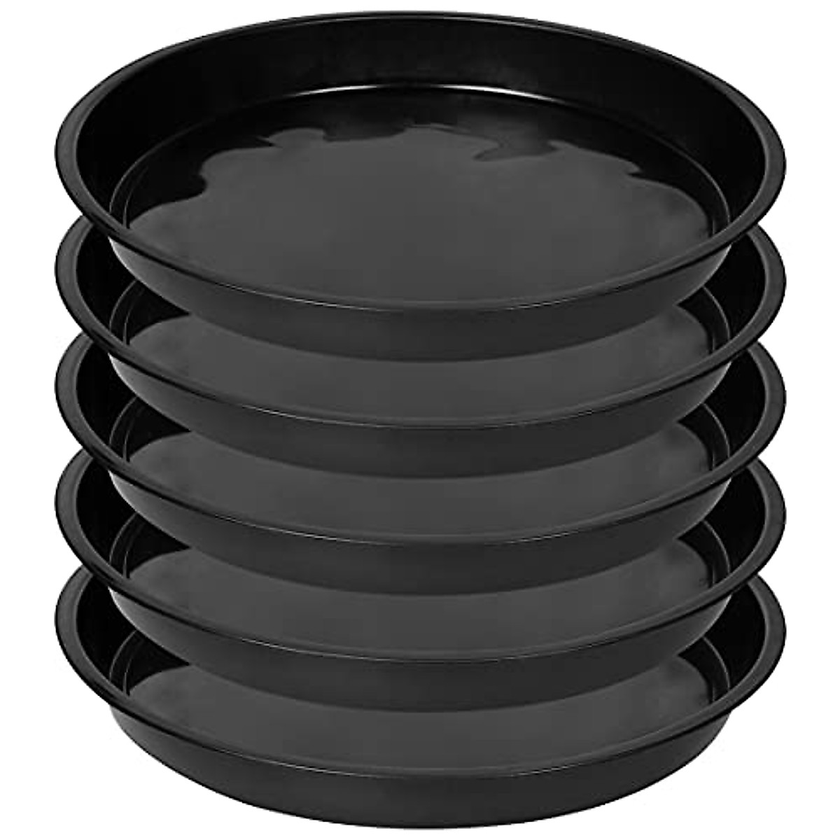 Angde 6 Pack of 14 inch Plant Saucer (12 Inch Base), Plant Tray 14 Inch Round, Plant Saucers for Indoors, Plant Trays for Pots, Plant Flower Pot Saucers, Pot Saucers for Planter 11-14" (Black)