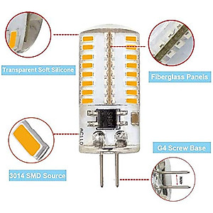 ZHENMING 110V- 130V G4 LED Bulb 120V Dimmable 3W(20W 30W Halogen Equivalent) Warm White 3000K Lamp (Cannot be Used at Low Voltage 12V) - Pack of 10