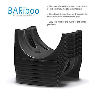 Stackable Water Bottle Storage Rack Best Water Jugs 5 Gallon Organizer. Jug Holder for Kitchen, Cabinet and Office Organizing. Reinforced Polypropylene (3 Plus Shelf, Black)