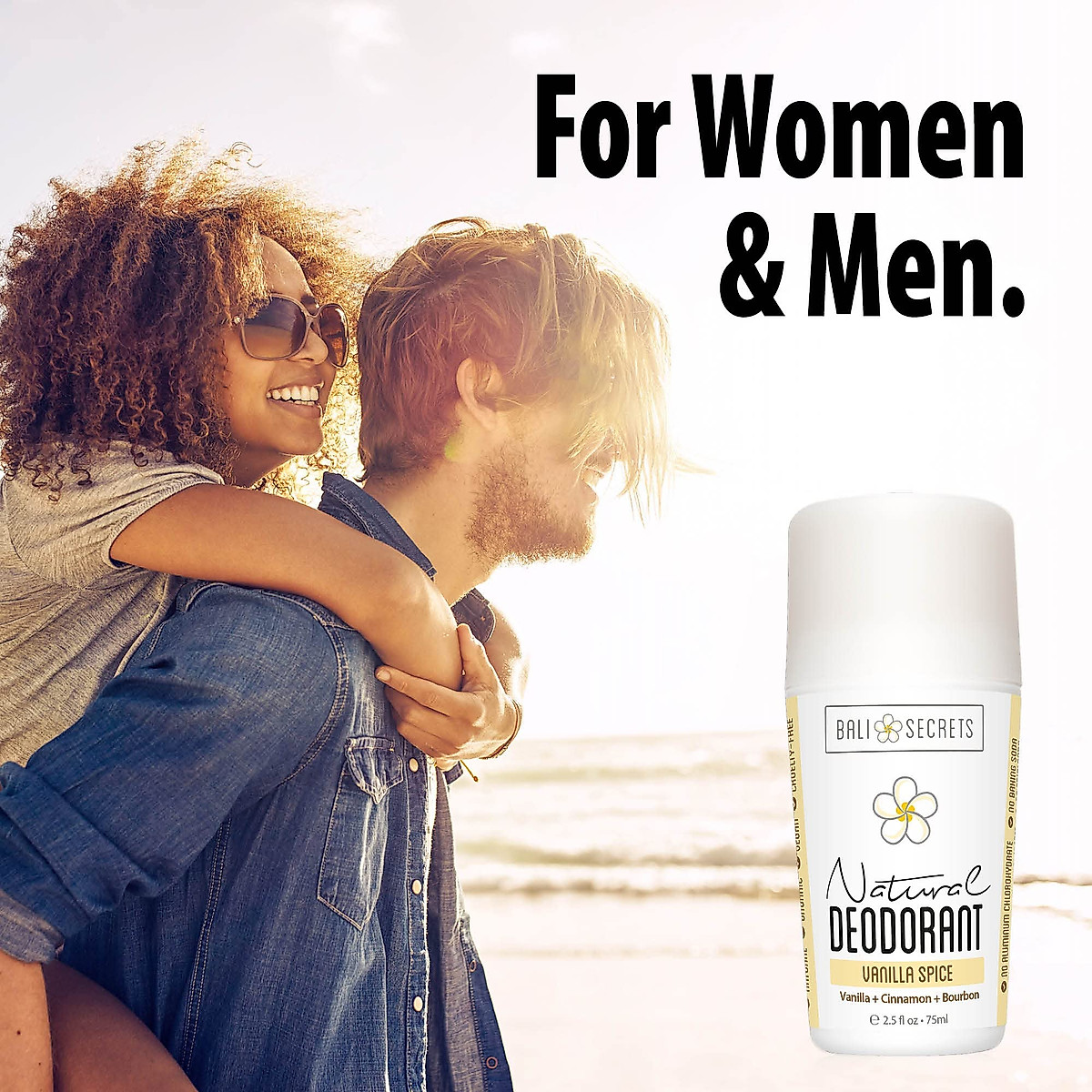 BALI SECRETS All Natural Deodorant for Women & Men. Organic & Vegan. Pure Ingredients. All Day Protection. 2.5 fl oz (Vanilla Spice)