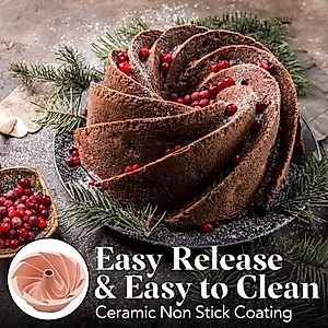 NEZART Silicone Cake Pans, Savarin Kitchen Cake Pans Mold, Non-stick Fluted Cake Pan with Spiral Design for Cake Jello Bread Birthday Party Perfect Bakeware for Cake, Jello, Gelatin, Bread