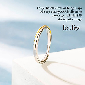 Jeulia Sterling Silver Couple Band for His and Her Mobius Two Tone Adjustable Matching Anniversary Wedding Diamond rings Engraving Jewelry Set Valentine Day with Gift Box (Women's band)