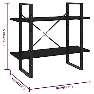 SLGSDMJ Industrial Style Open Office Bookshelf, Ladder Bookshelf, Shelving Unit, Closet Organizer, Multipurpose Storage Cabinet,2-Tier Book Cabinet Black 31.5"x11.8"x27.6" Chipboard