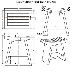 ((Arrive Fully Assembled)) Heavy Fuji I Teak Shower Bench or Pool Side Bench Chair Height Stool with Shelf. No Paint just Teak Oil Applied. by BayviewPatio