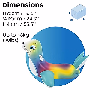 Bestway Seal Pool Float, Kids Inflatable Ride-On with Handles, Swimming Pool and Beach Toy
