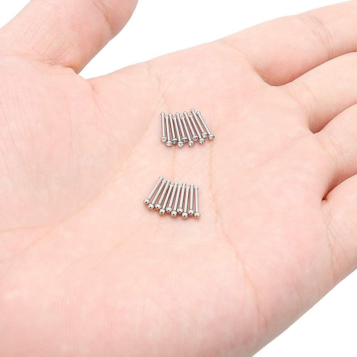 Ftovosyo 20Pcs 316L Stainless Steel Nose Bone Stud Set with Clear Cubic Zirconia 20 Gauge Nostril Rings Pin Piercing Jewelry Women Men 1.5mm