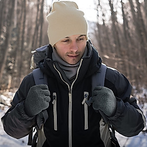 Evridwear Mens Winter Warm Gloves,Wool Knitted Thermal Anti-Slip Touchscreen Glove with 3M Thinsulate Insulated Lining for Cold WeatherLight Work(Grey,L)