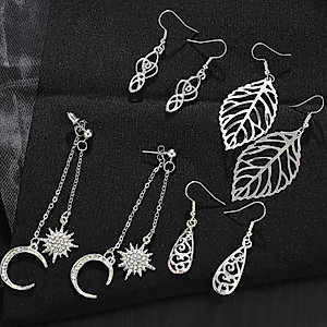 Dangle Earrings for Women, Funtopia 16 Pairs Statement Earrings Butterfly Moon Earring Sets Boho Fashion Jewelry for Birthday Party Wedding, Silver Color