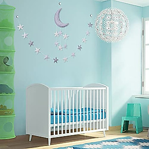 Moon and Stars Nursery Decor - Two Baby Wall Decorations for Nursery Hanging Moon Nursery Wall Decor and Separate Star Wall Baby Decor for Nursery Star Baby Nursery Garland