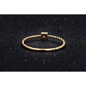 1/20CT Mini Princess-Cut Diamond Twisted Braided Band Stacking Minimalist Engagement Ring in 10k Rose Gold, 0.06 CTTW Ring Size-4