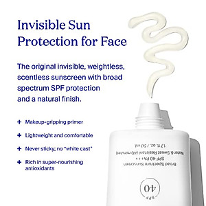 Supergoop! Unseen Sunscreen - SPF 40-1.7 fl oz - Invisible, Broad Spectrum Face Sunscreen - Weightless, Scentless, and Oil Free - For All Skin Types and Skin Tones