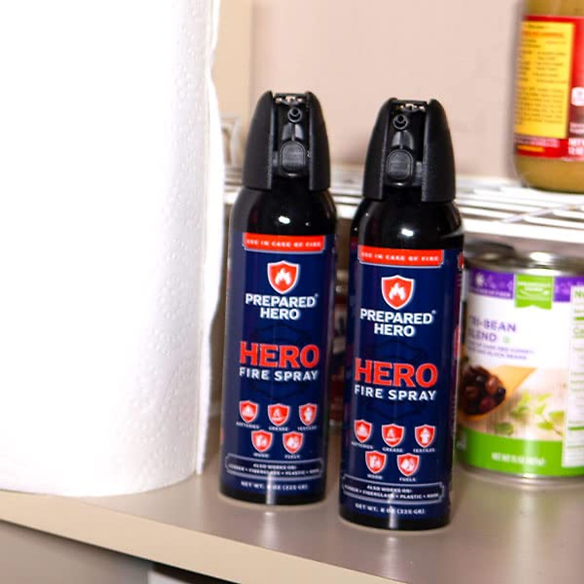 Prepared Hero Fire Spray - Mini Fire Extinguishers for House, Car, Garage - Kitchen Small Fire Extinguisher for Home, Made in USA, 100% Organic - Compact, Portable & Easy to Use, Non-Toxic - 2 Pack