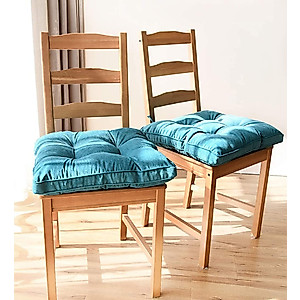 GZHOME Tatami Seat Cushion,Square Corduroy Chair Pad Comfort Soft Chair Cushion with Ties,Ergonomic Thick Seat Pad Meditation Cushion for Living Room Balcony Kitchen(45x45x8(18x18x3inch), White)