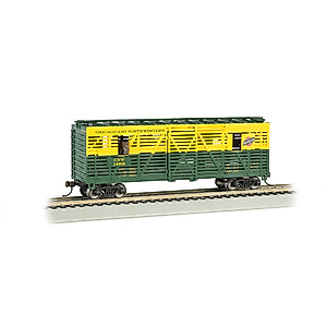 Bachmann 40' Animated Stock Car - CHICAGO and NORTHWESTERN with HORSES - HO Scale