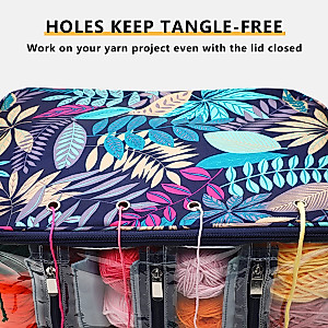 LOOEN Crochet Bag - Mother's Day Gift - Tangle Free Yarn Bag Yarn Storage with Inner Divider, Large Organizer for Crochet Hooks, Knitting Needles Yarn Skeins, Craft Bag Organizer Tote