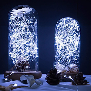 Outdoor Solar String Lights, 4 Pack 33FT 100 LED Solar Powered Fairy Lights with 8 Lighting Modes Waterproof Decoration Copper Wire Lights for Patio Yard Trees Christmas Wedding Party (Pure White)