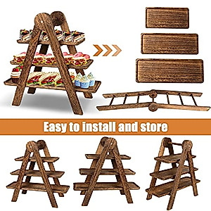 Tiered Serving Tray, 3 Tier Serving Tray - Wood Serving Stand, 3 Tier Wood Cupcake Stand, Vintage Party Trays, Wooden Party Trays for Serving Food