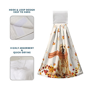 Kwlegh Dog Hand Towels for Bathroom Set of 2 Puppy Hanging Dish Towels Kitchen Towel with Hanging Loop Small Fingertip Tie Towel for Dog Lovers