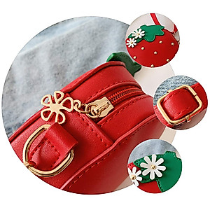 Amosfun Strawberry Shape Shoulder Mini Bag Novelty Cute Handbag Clutch Fruit Shaped Wallet Strawberry Coin Purse Crossbody Bag for Women Girl