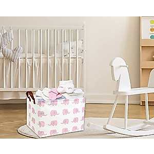 DDBASKET Elephant Baby Basket Pink Nursery Basket Girl Baby Storage Basket Rectangular Cute Kids Toy Storage Bin Organizer Book Shelf Basket Flamingo Room Decor(Pink Elephant)