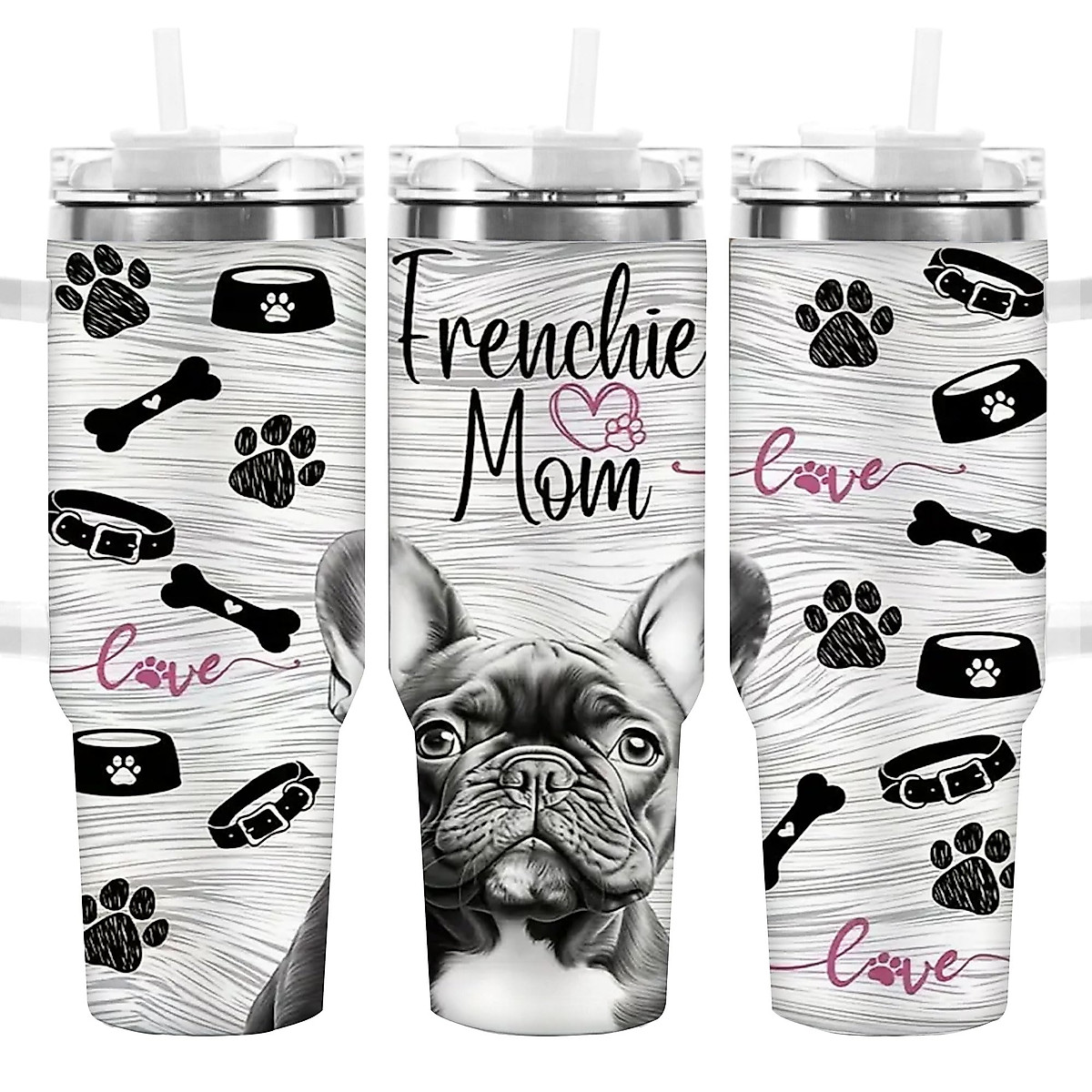 FOCIUZTA 40oz 404 Stainless Steel French Bulldog Themed Tumbler, Insulated & Festive Design, Ideal Gift for Dog Lovers, Easter Gift Cup