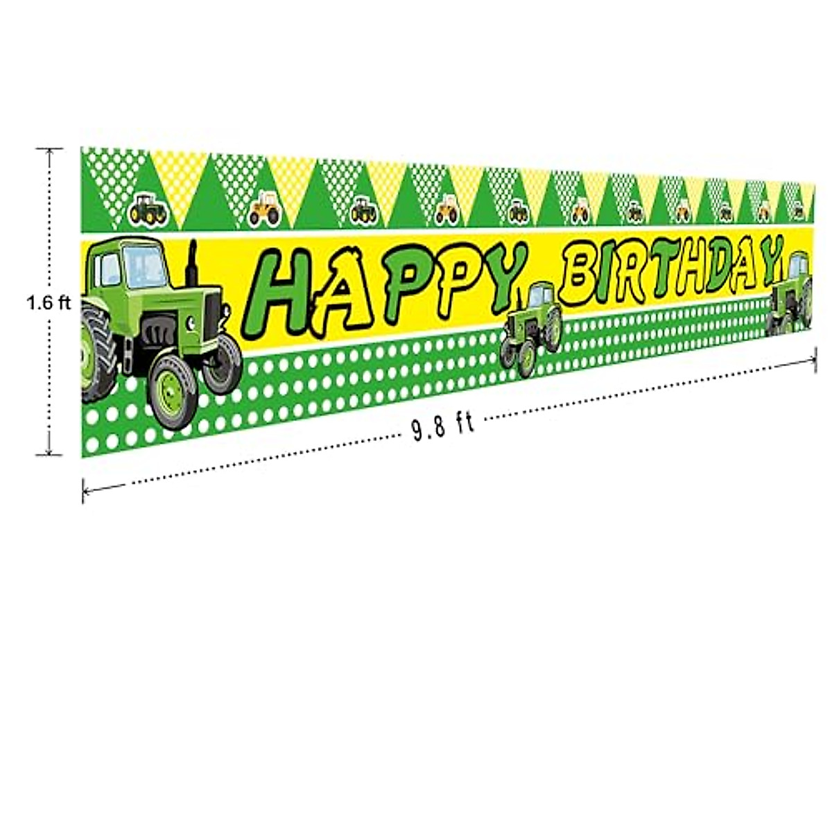 Large Green Tractor Birthday Banner Farm Tractor Themed Birthday Party Supplies Decorations Tractor Birthday Party Backdrop Green Tractor Birthday Yard Sign (9.8 x 1.6 feet)