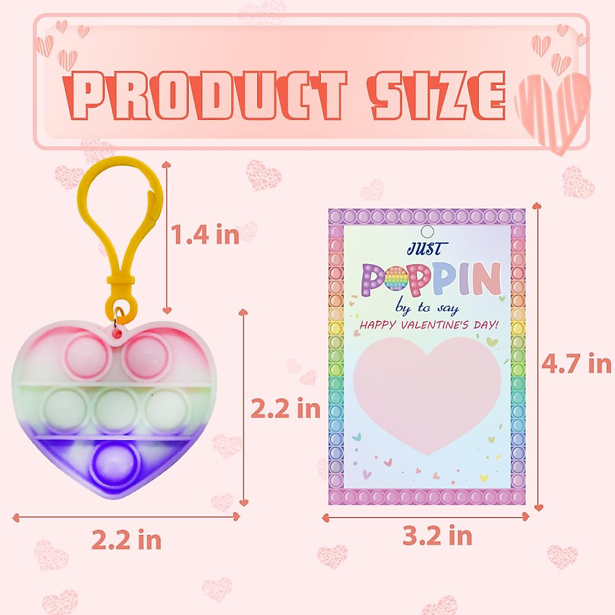 WODMAZ Valentines Day Gifts for Kids, 28 Pack Valentines Day Cards with Heart Pop Fidget Toys for Valentine Party Favors, Valentine Classroom Exchange Prize Supplies, Valentine's Greeting Cards