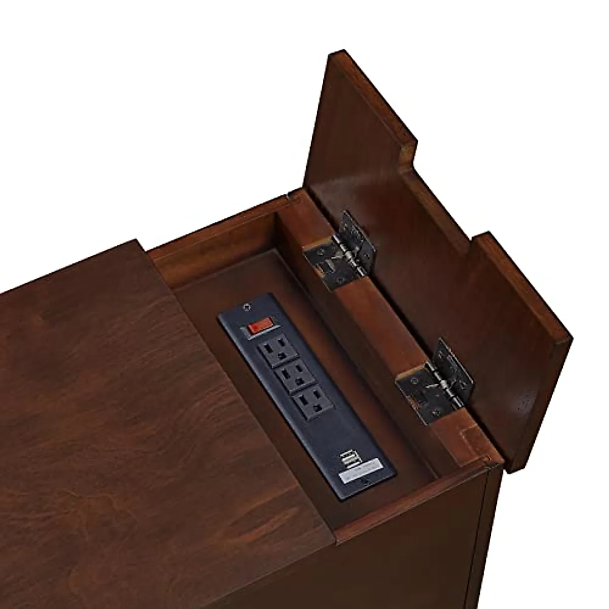 Ball & Cast End Table with Charging Station Chair Side Table Built-in USB Ports & Outlets, Dark Brown