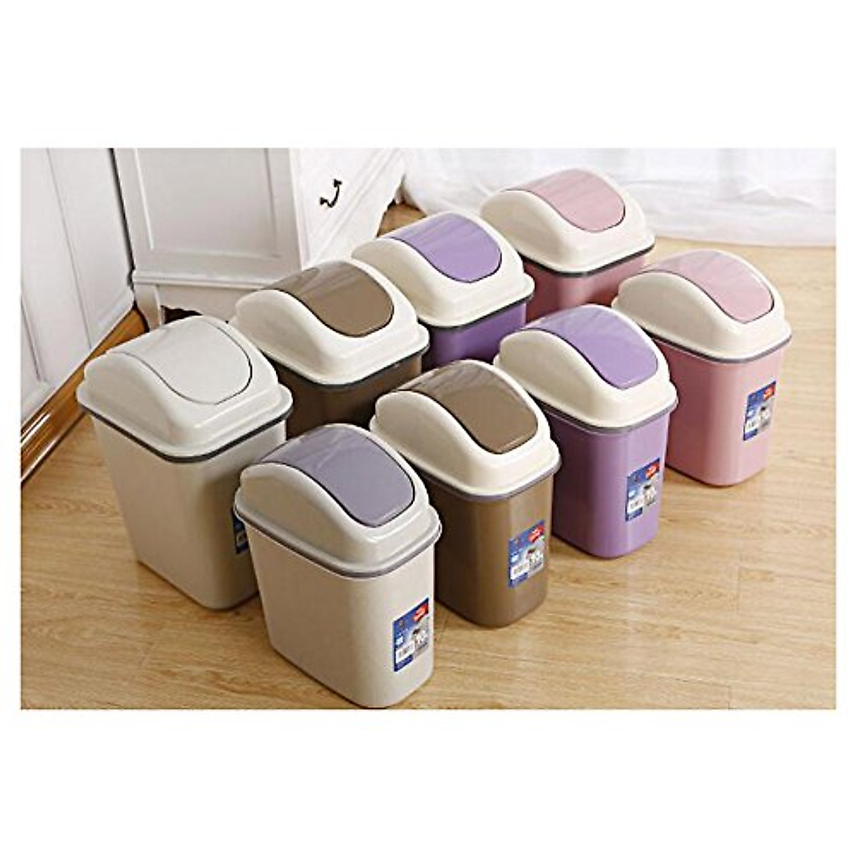 OUUD Plastic Swing-Top Waste Can Trash Can with Swing Lid, 2.2 Gallon /10L (Purple)