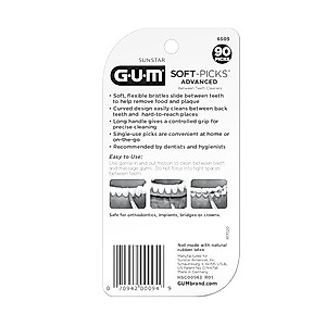 GUM Soft-Picks Advanced, Easy to Use Dental Picks for Teeth Cleaning and Gum Health, Disposable Interdental Brushes with Convenient Carry Case, Dentist Recommended Dental Picks, 90ct