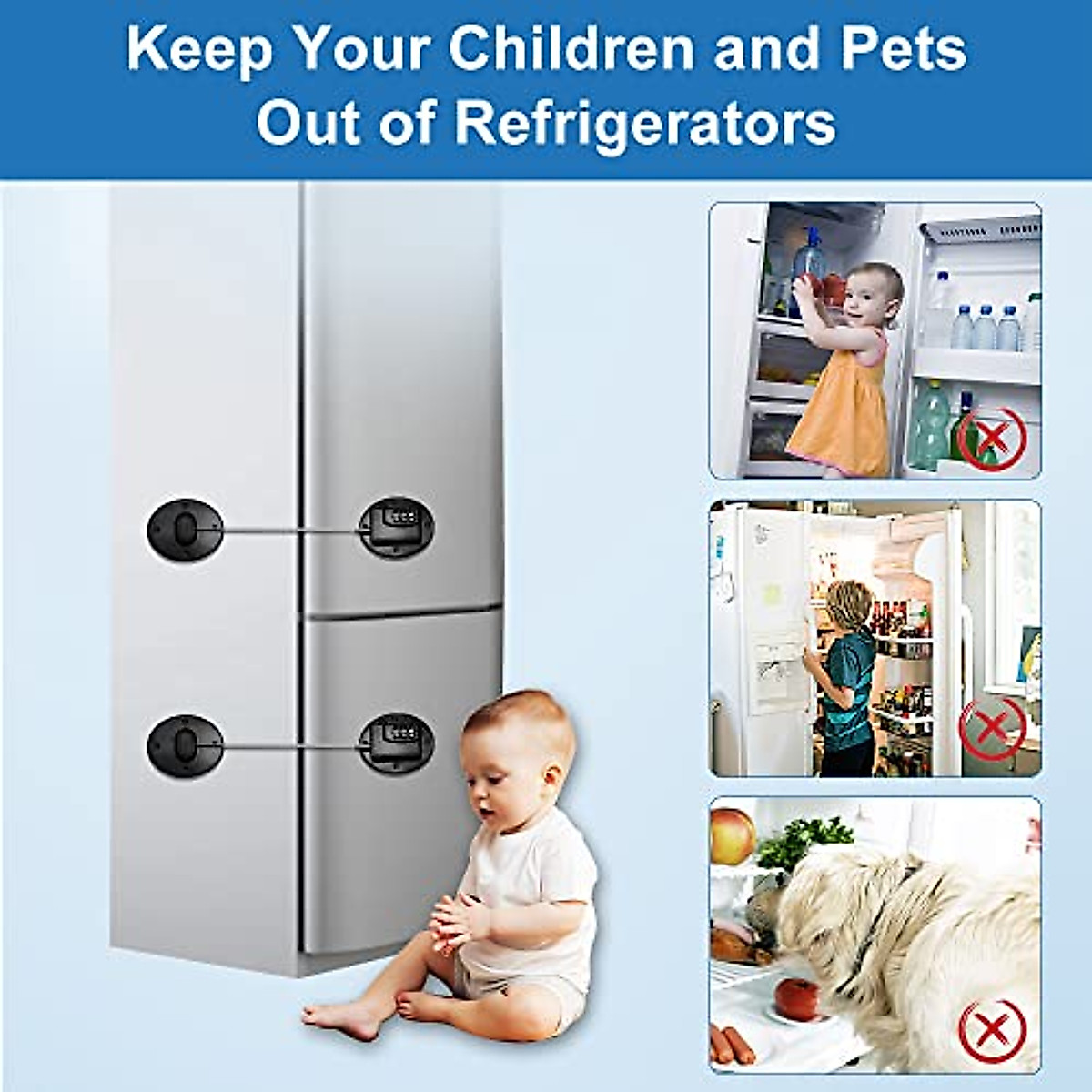 Fridge Lock AOSITE 1 Pcs Refrigerator Lock Combination Black Combo Fridge Locks for Adults Refrigerator Lock for Children Adhesive Freezer Door Lock Child Safe Refrigerator Lock for Kids