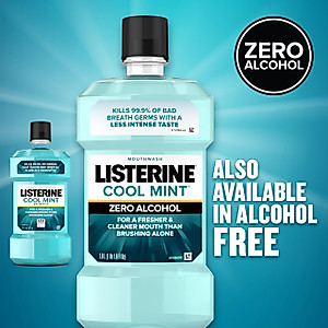 Listerine Cool Mint Antiseptic Oral Care Mouthwash to Kill 99% of Germs That Cause Bad Breath, Plaque and Gingivitis, ADA-Accepted, 8.5 Fl Oz