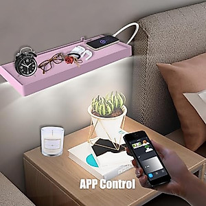 HOPEDAMAI Floating Shelves Book Shelf for Wall Shelf Foldable with USB Charging Port Floating Corner Shelves Wall Mounted Shelves for Home Decor and Bedroom Decor Pink 2 Pack