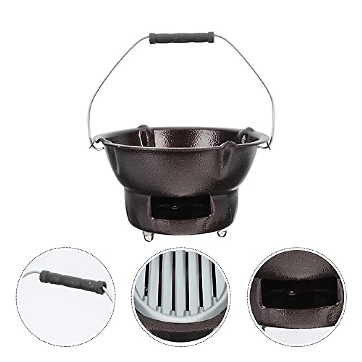 Happyyami Portable Charcoal Grill Cast Iron: Tabletop Charcoal BBQ Portable Grill Stove Barbecue Burner 1 Set Coffee
