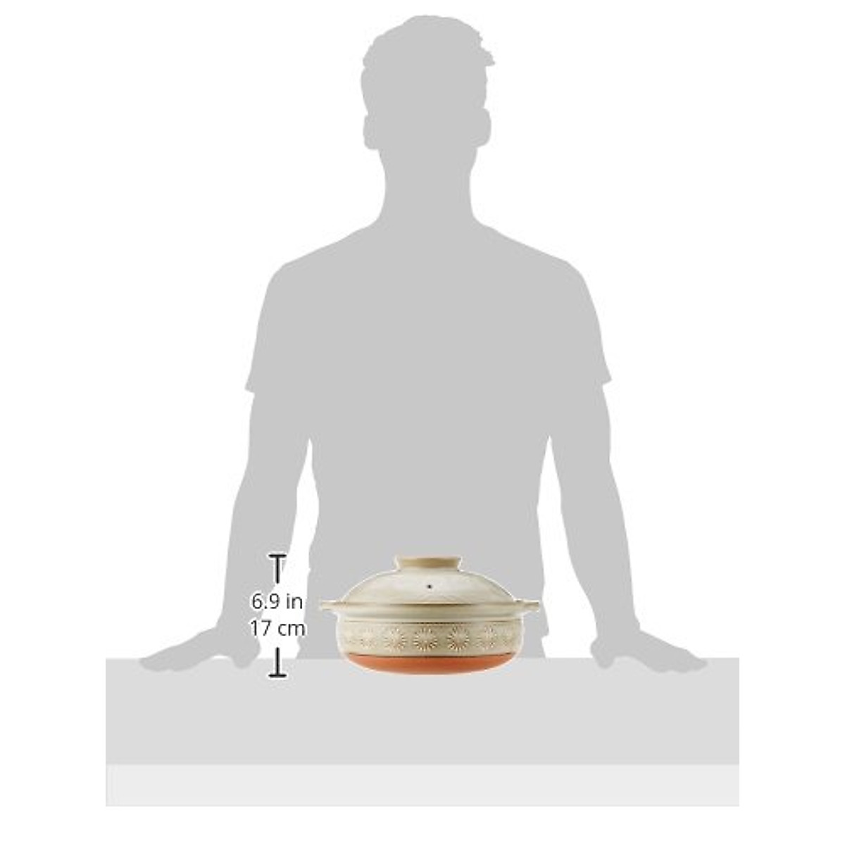 Banko Ware 52013 Ginpo Hanamishima Earthenware Pot (Deep Pot), No. 9, For 4-5 People